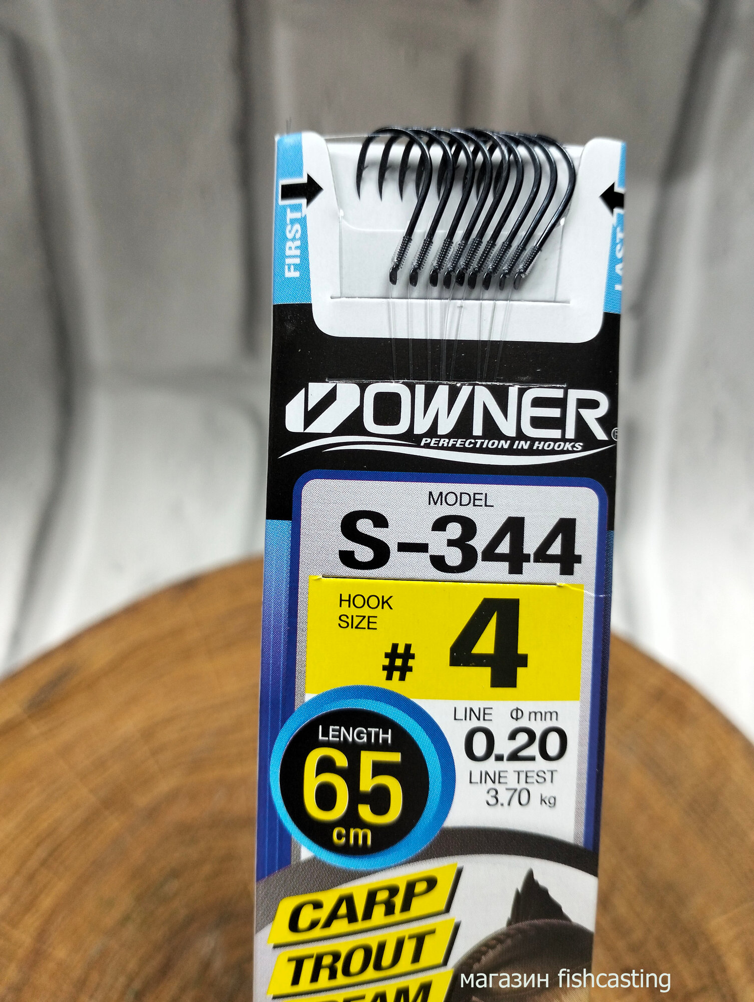 Крючки с поводками OWNER S-344 №4 9шт. 65см. 0,20мм. 3.7кг.