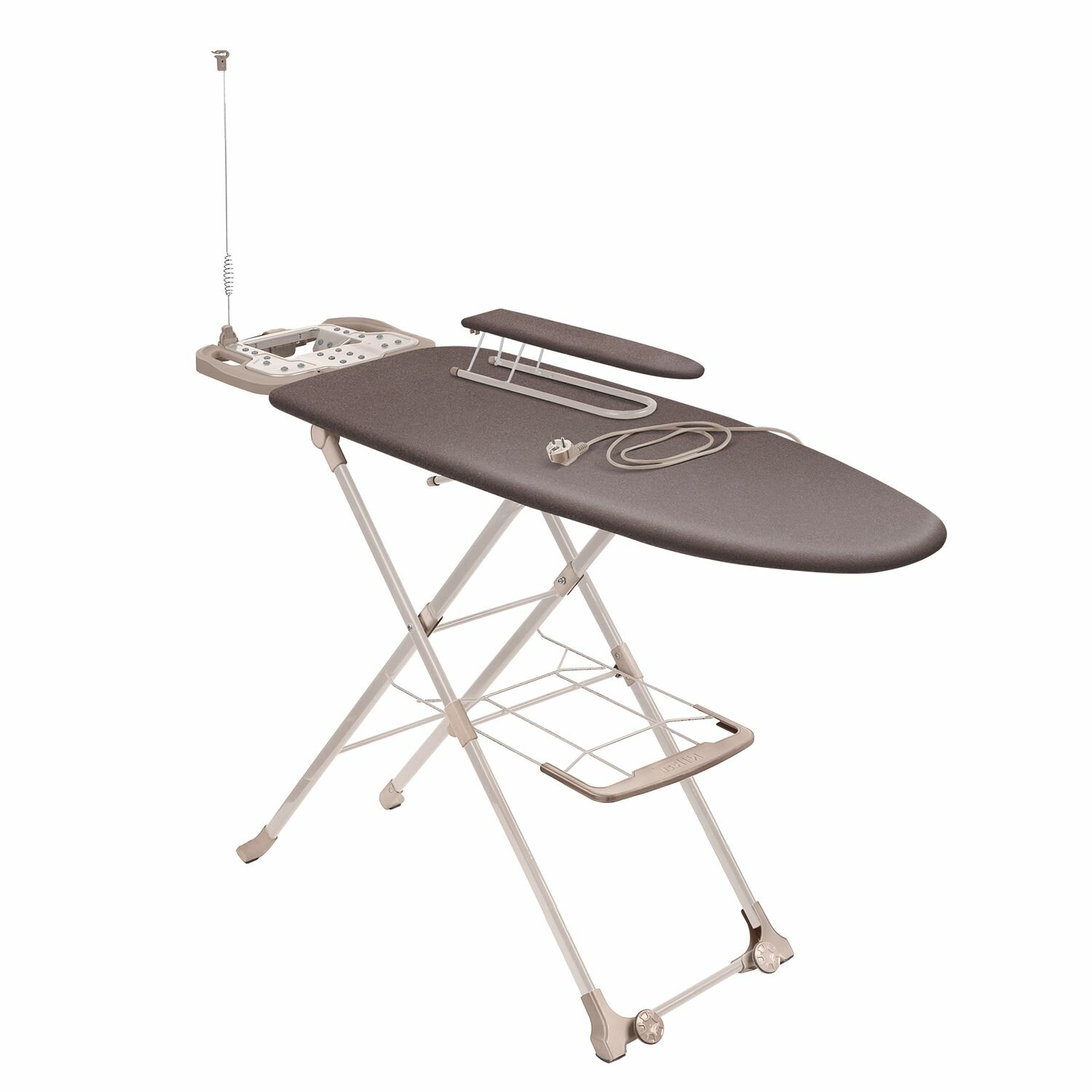 Гладильная доска металлическая с розеткой, подрукавником и полкой для белья