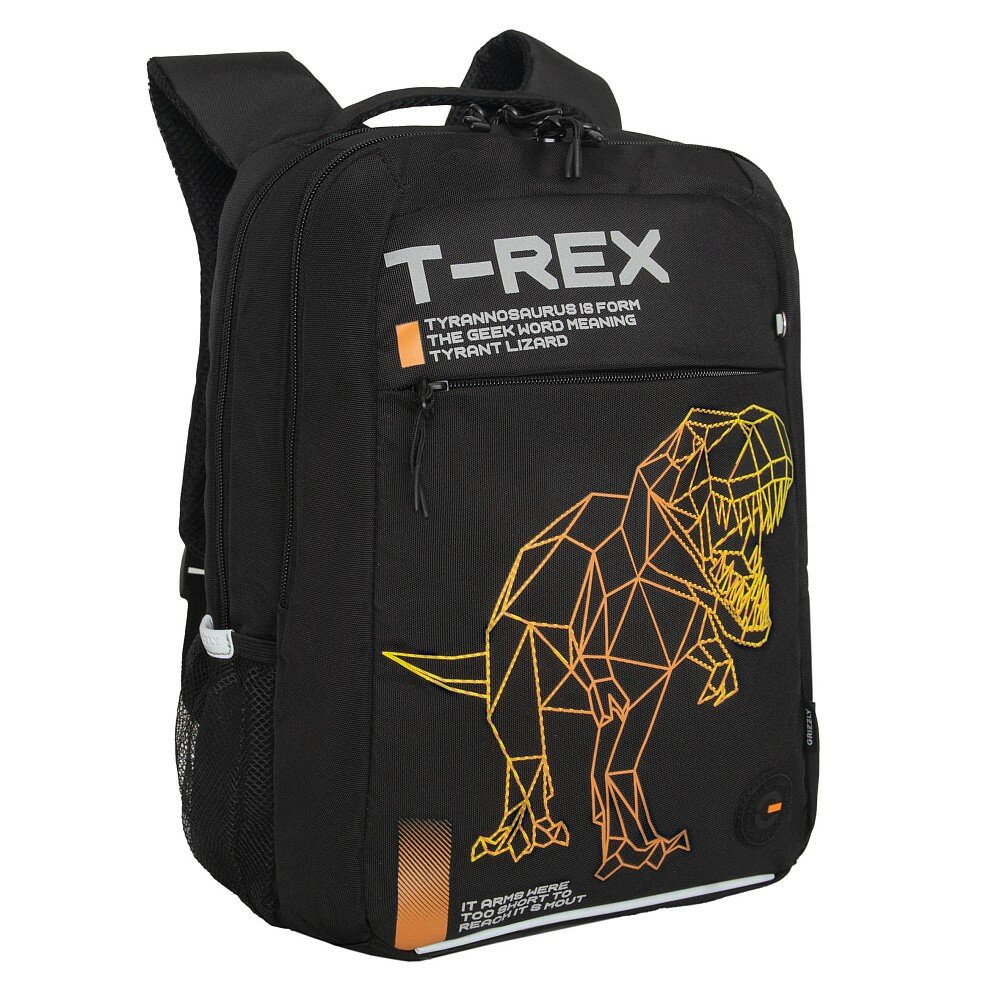 Рюкзак школьный для мальчика GRIZZLY "T-Rex" 39*26*19см, анатомическая спинка (RB-556-3)