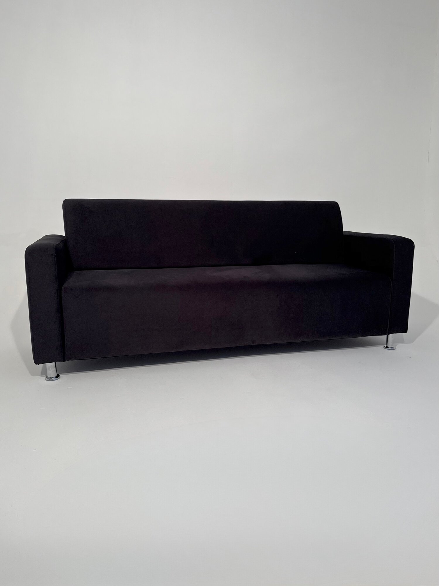 Диван офисный Платинум, механизм Нераскладной, 200х67х82 см, чёрный велюр