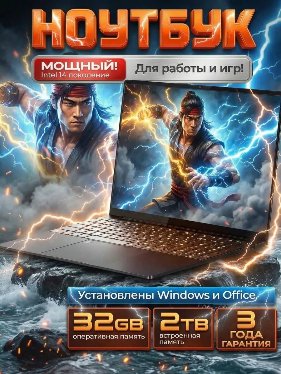 Ноутбук Intel Core i7-13700H, 32GB RAM, 2048GB SSD, 2026 + Windows, Office