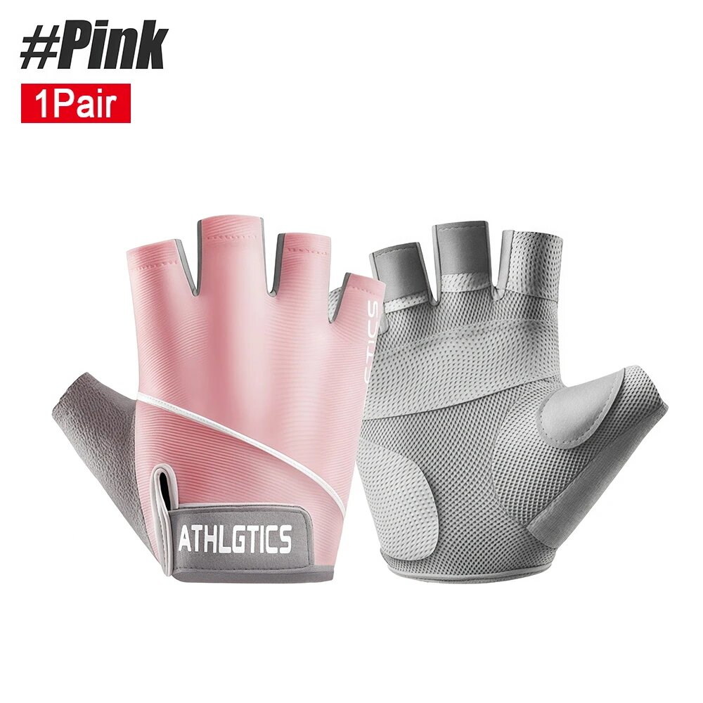 1 пара дышащих велосипедных перчаток, перчатки для тренировок в тренажерном зале Розовый, М, Pink