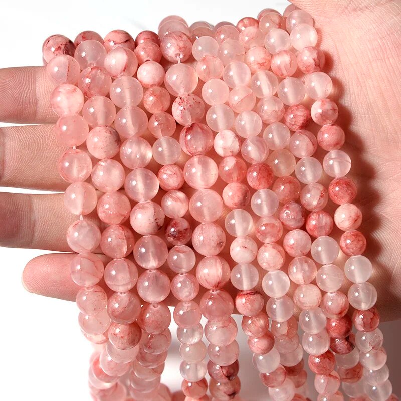 Бусины из камня 4-12 мм тигровый глаз, аметист, агат, нефрит Розовый, 8mm about45pcs, Persian jade