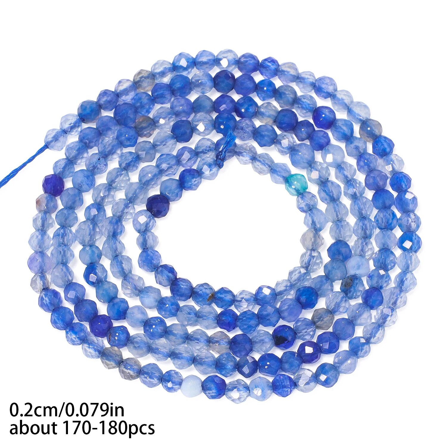 Куою Бусины из лазурита и агата 2-4 мм Синий, Blue Agate 2mm