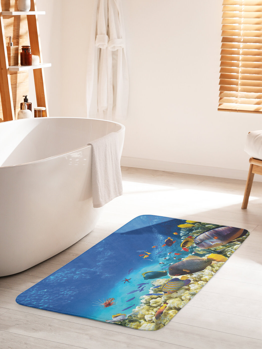 Коврик для ванной комнаты и туалета противоскользящий "Океанский заплыв" 60х100 см, JoyArty