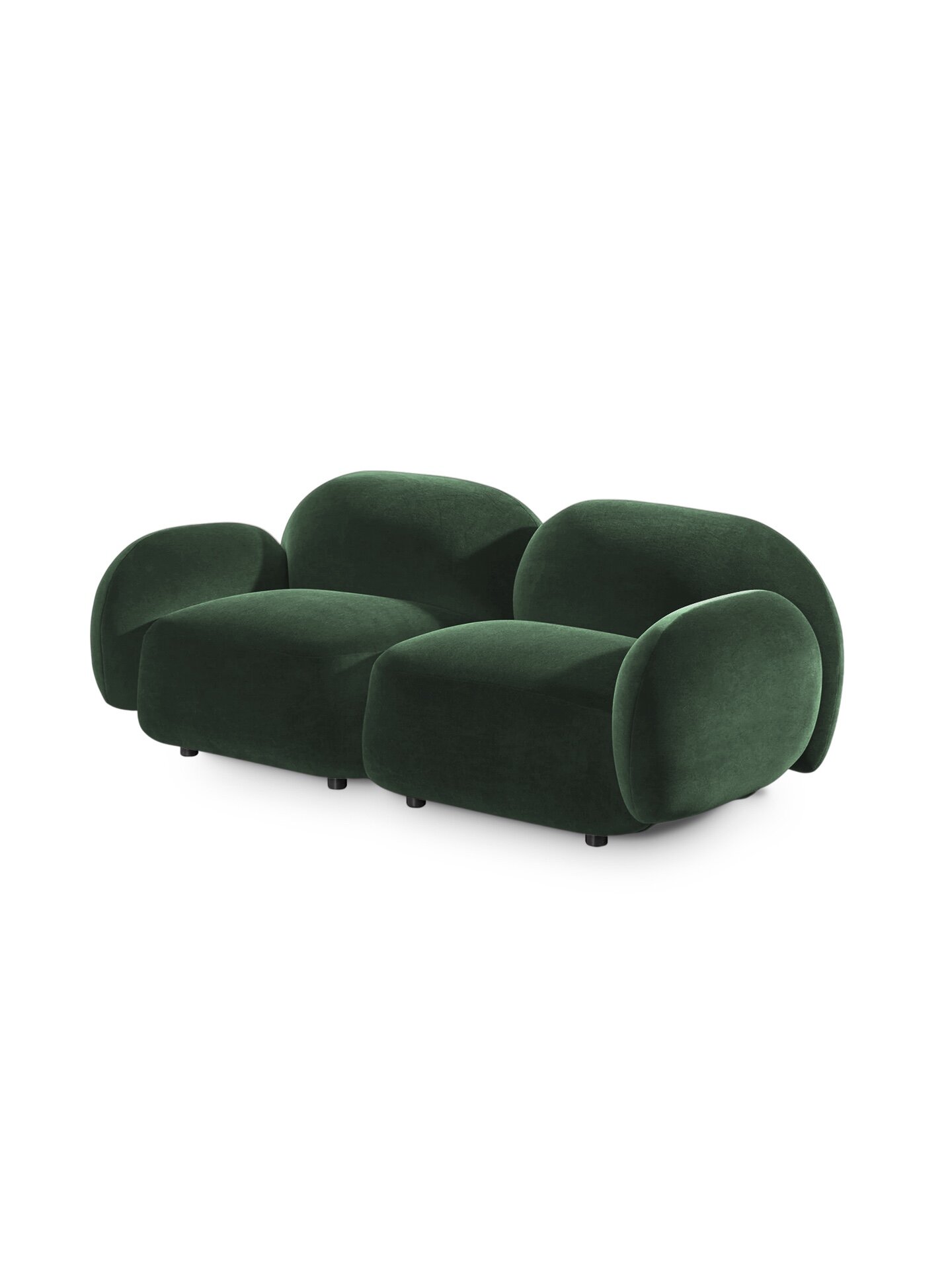 Диван Мальдивы двухсекционный Andria Delta 21 NEW 172x82x73 см, зеленый Велюр Антивандал, нераскладной GOODFORM