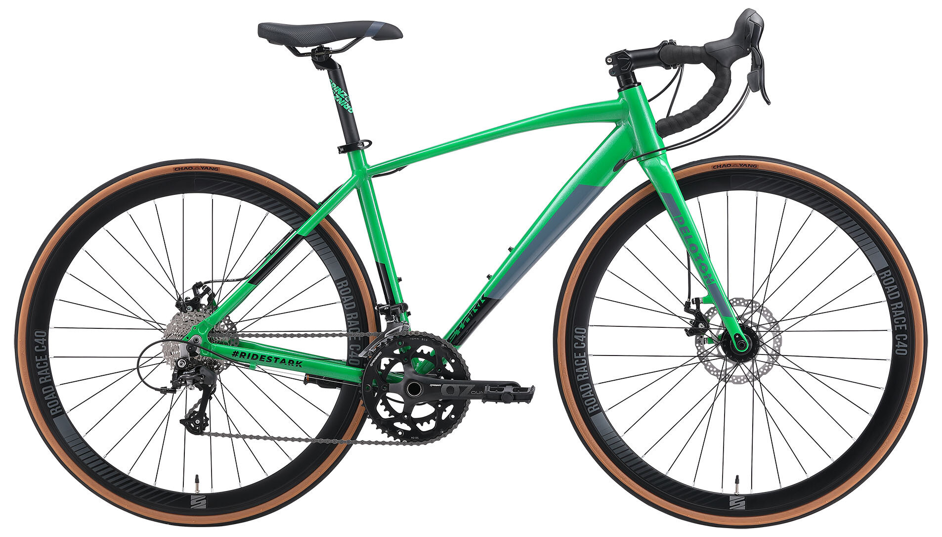 Шоссейный велосипед Stark Peloton 700.4 D (2024) 20" Зелено-черно-серый (175-184 см)