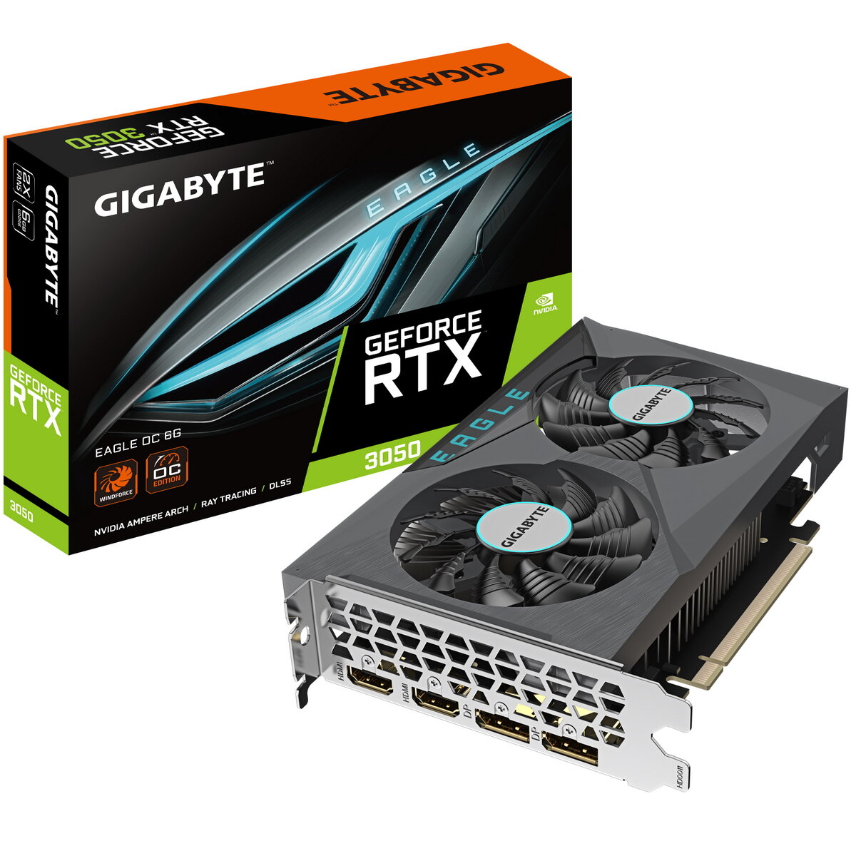 Видеокарта Gigabyte GeForce RTX 3050 6 ГБ OEM (GeForce RTX 3050 EAGLE OC 6G), RTL