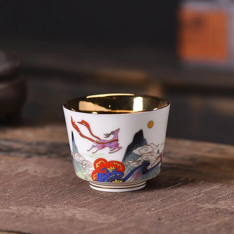 Керамическая чашка Ba Jun, позолота, Safe Voyage Gold Cup