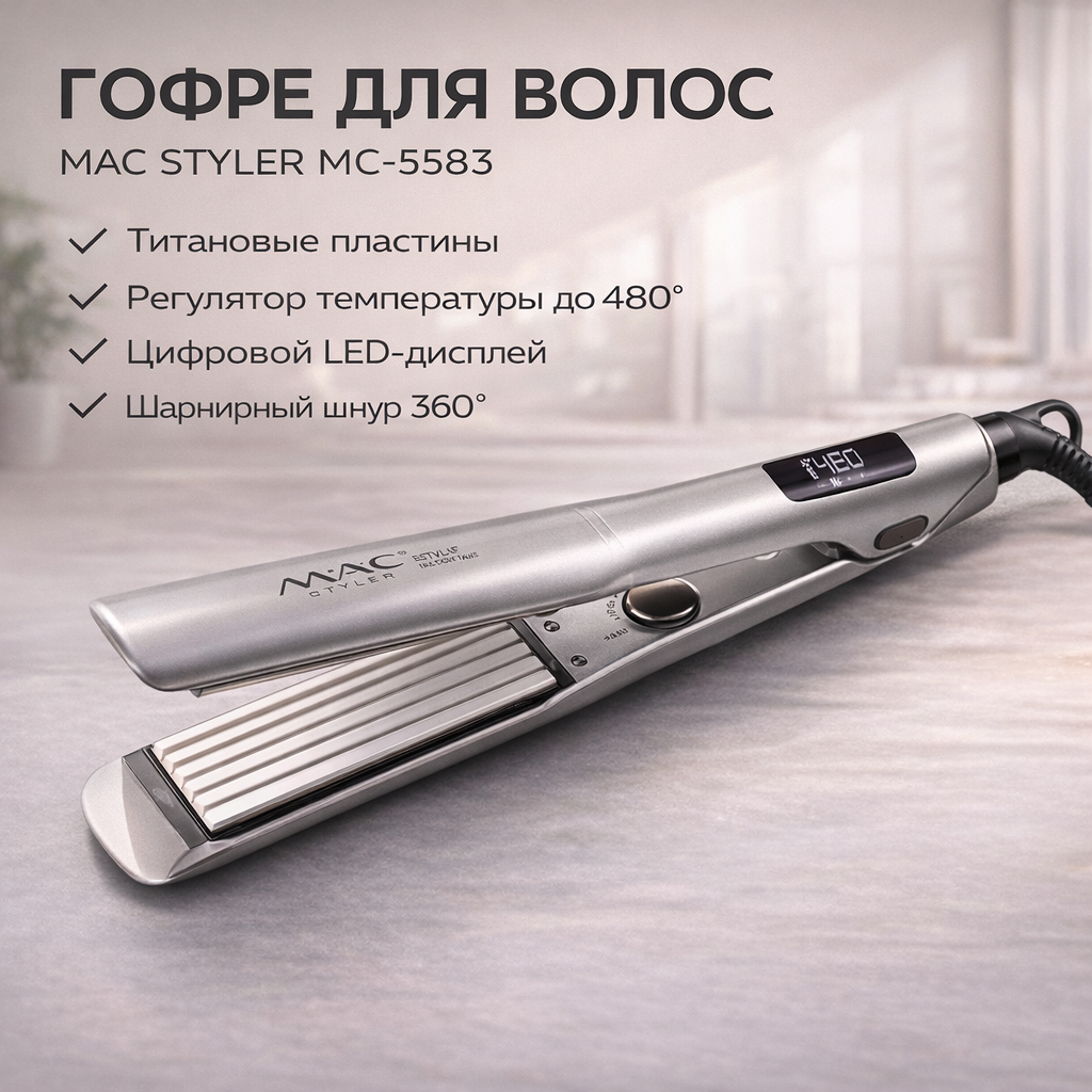 Гофре для волос MAC Styler MC-5583 с титановыми пластинами и дисплеем — ProgTech