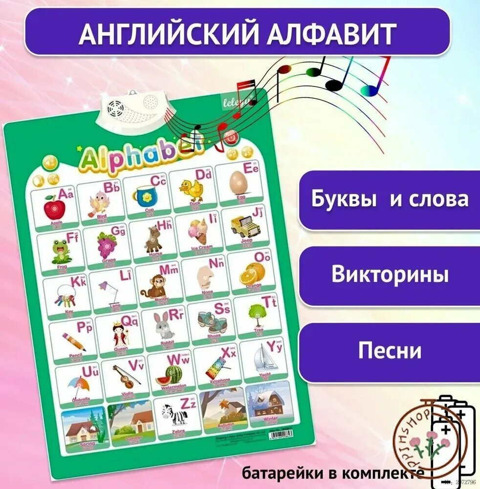 Говорящая азбука плакат "Мой первый English алфавит" на английском языке