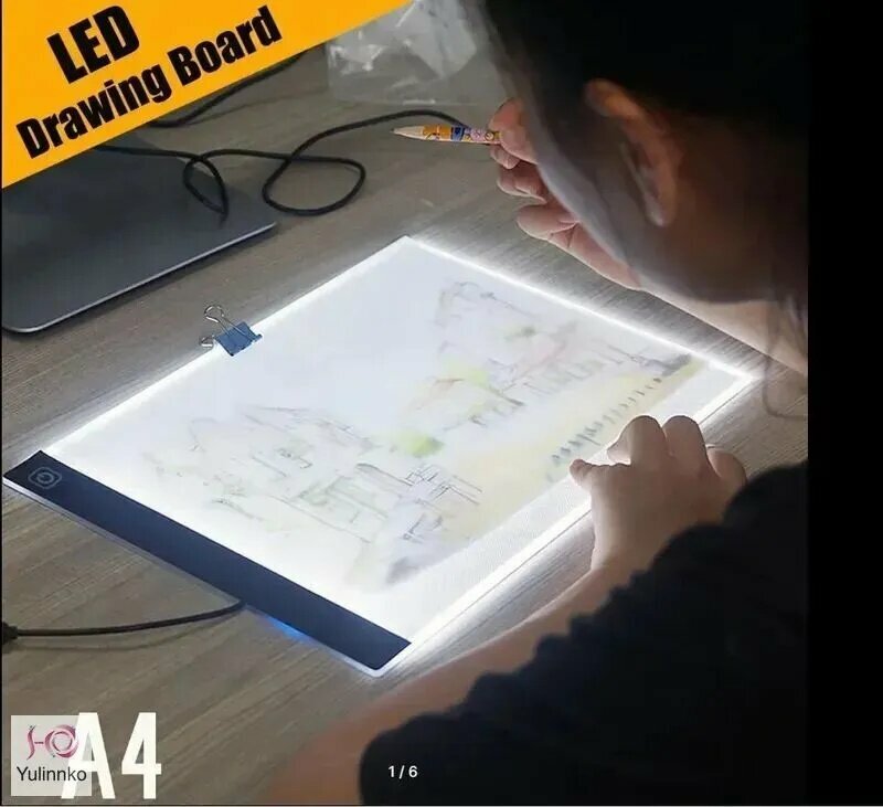Графический планшет с LED подсветкой А4 для рисования и копирования