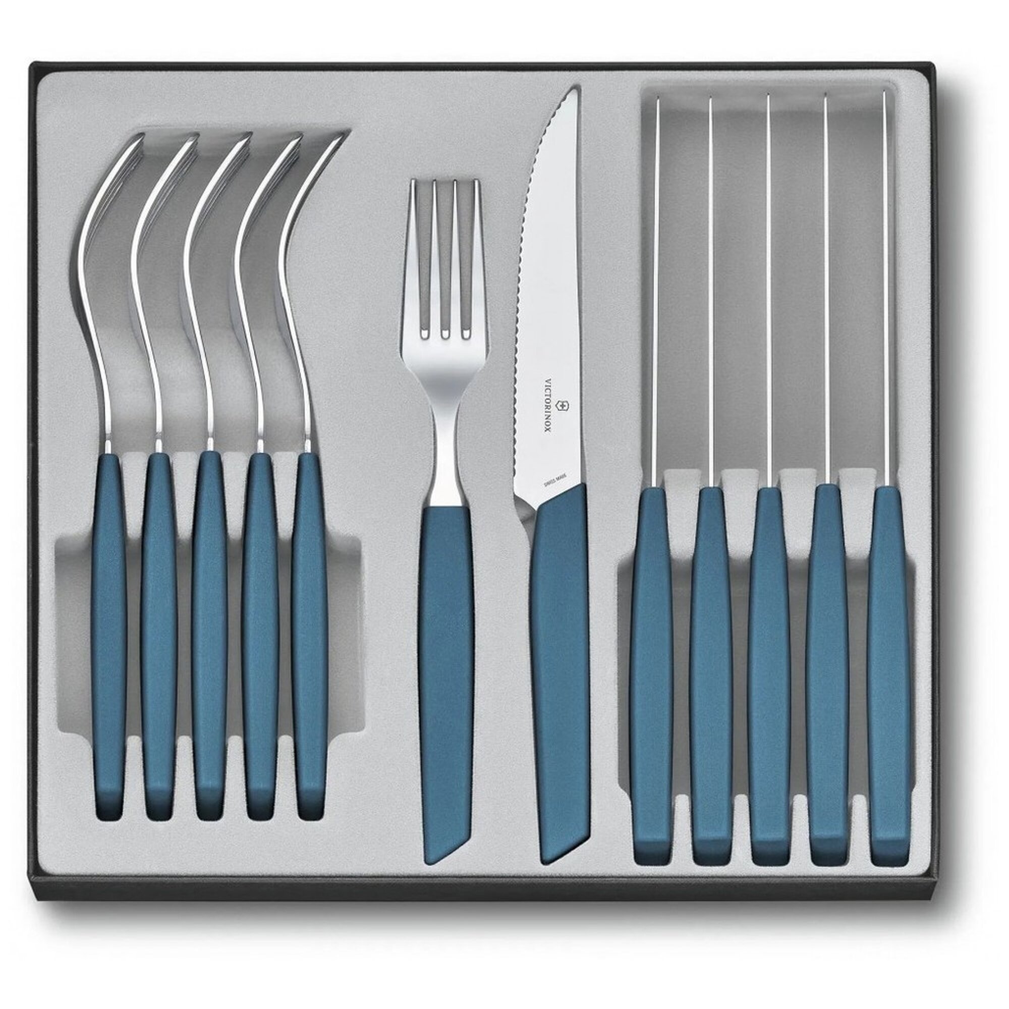 Кухонный набор Victorinox Swiss Modern Table Set 12шт с син. ручкой (6 ножей tomato, 6 вилок) 6.9096.11W2.12