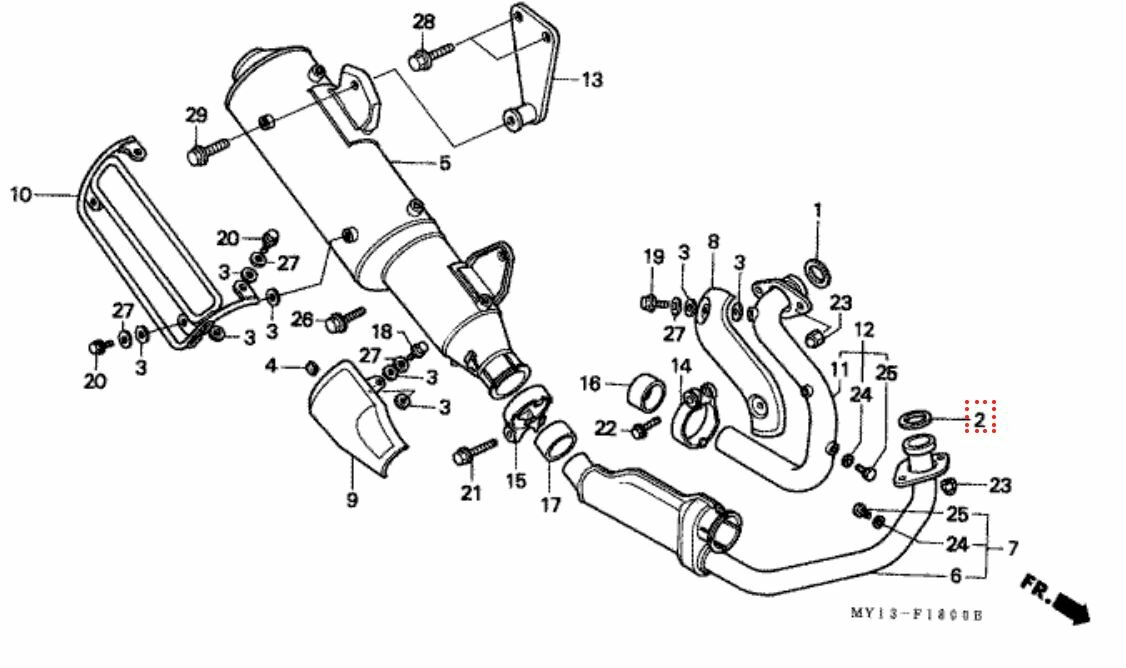 Прокладка приемной трубы глушителя; Артикул Honda: 18291MW3670 (Оригинал)