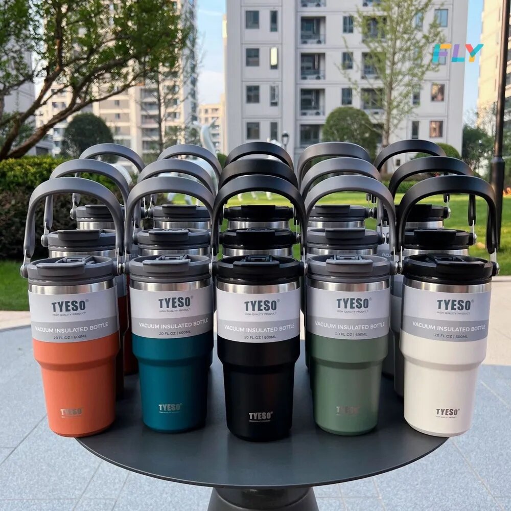 Термокружка TYESO 0.6 л вакуумная с крышкой для кофе и чая зеленая 20 fl.oz | 600ml — фото 1