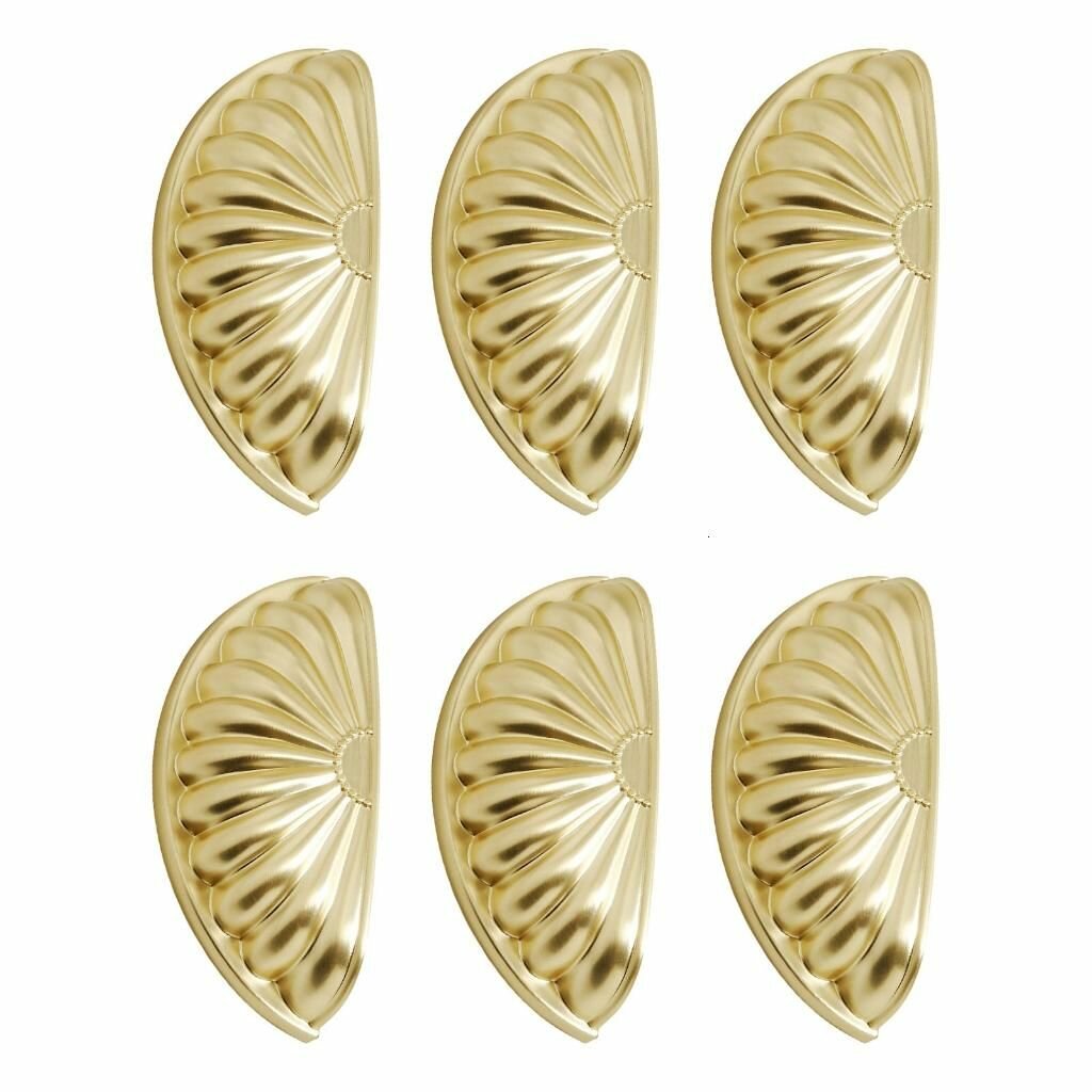 6 шт. ручки-ракушки для шкафов и ящиков, - Медная матовая проволока