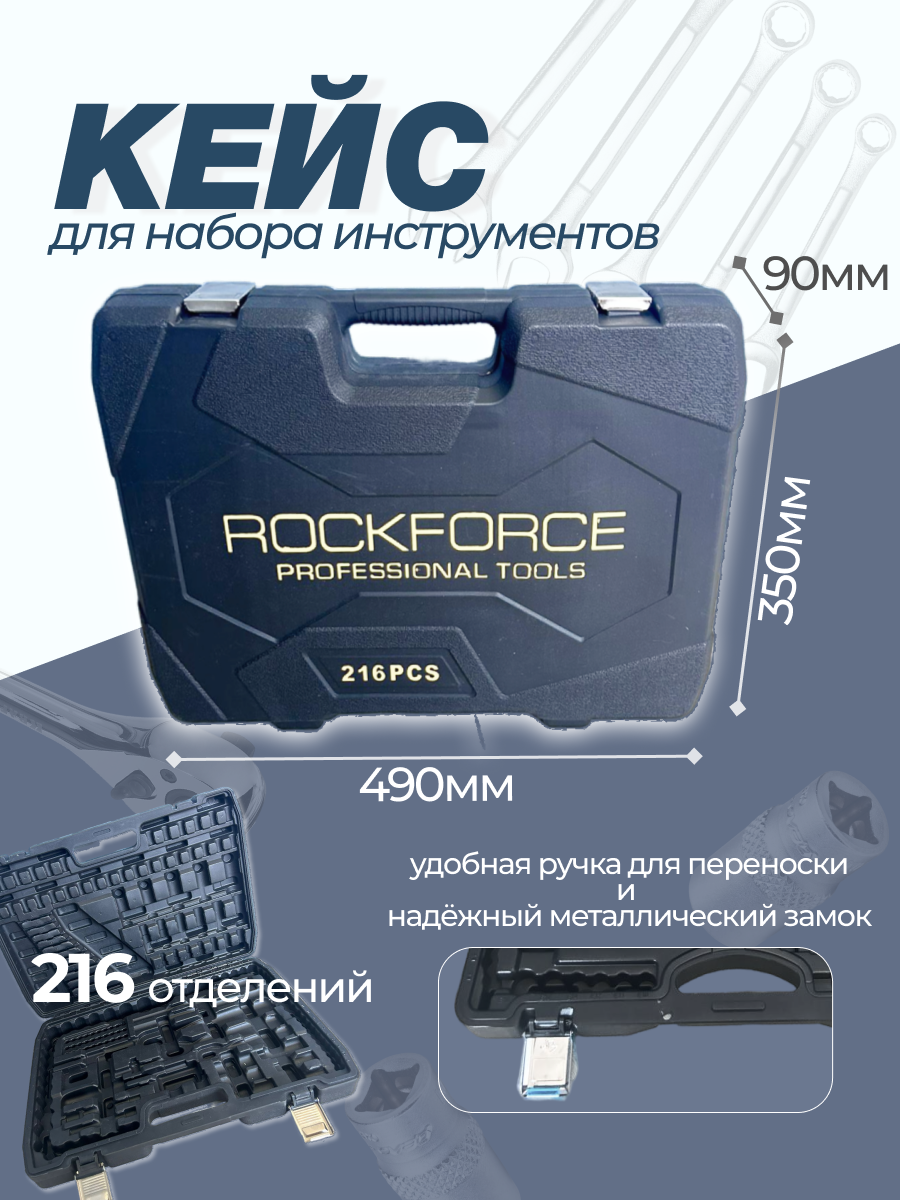 Кейс Rock Force 216 для инструментов, металлический замок, черный