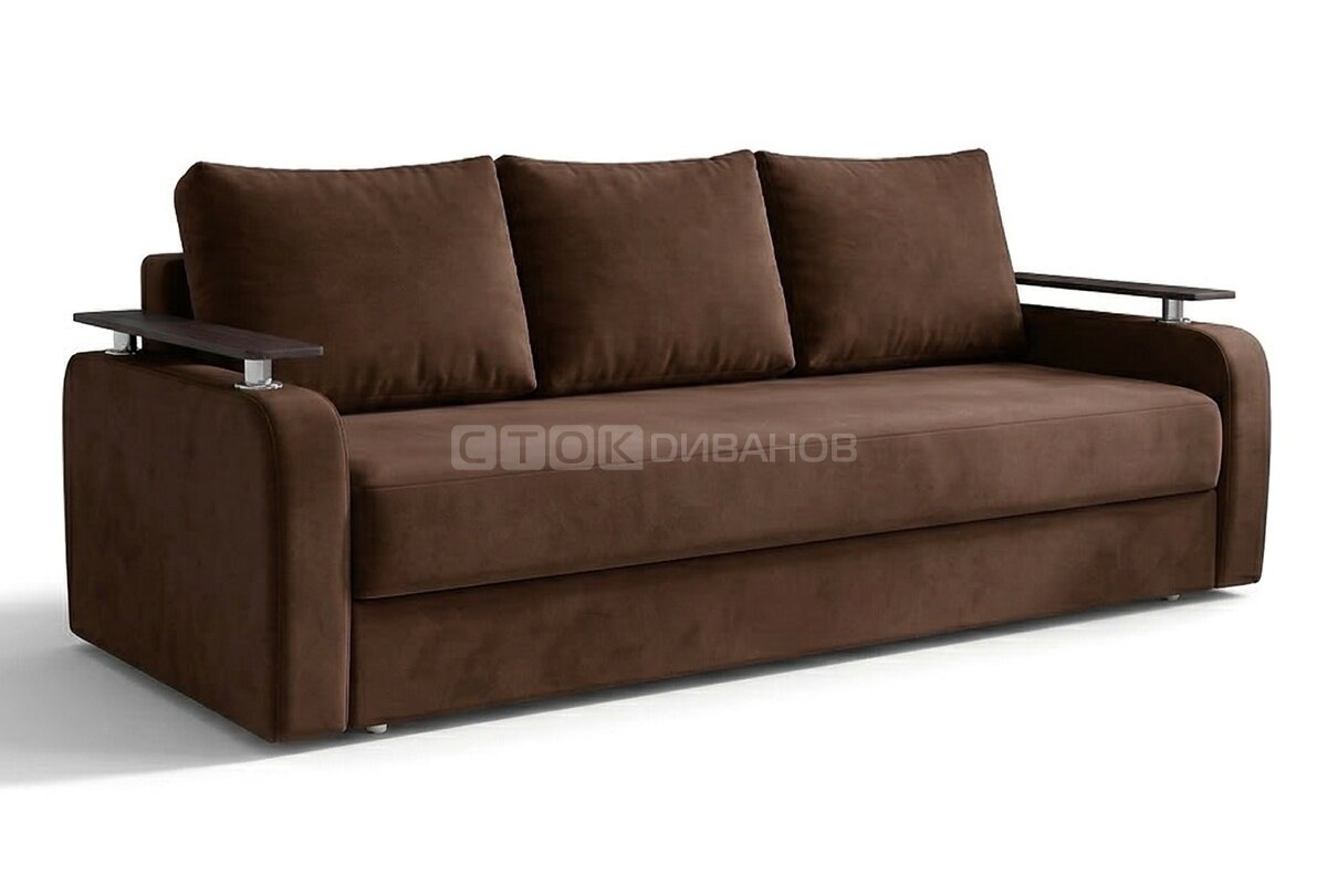 Диван Сток Диванов Марракеш, шоколадный велюр, 225 см, механизм еврокнижка