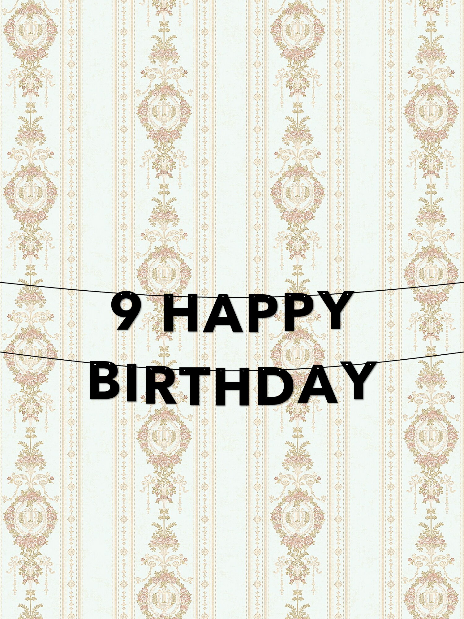 Гирлянда с буквами '9 happy birthday' на веревке - Ручная работа, стильный декор для праздников, высота букв 10 см, толщина букв 1 мм.