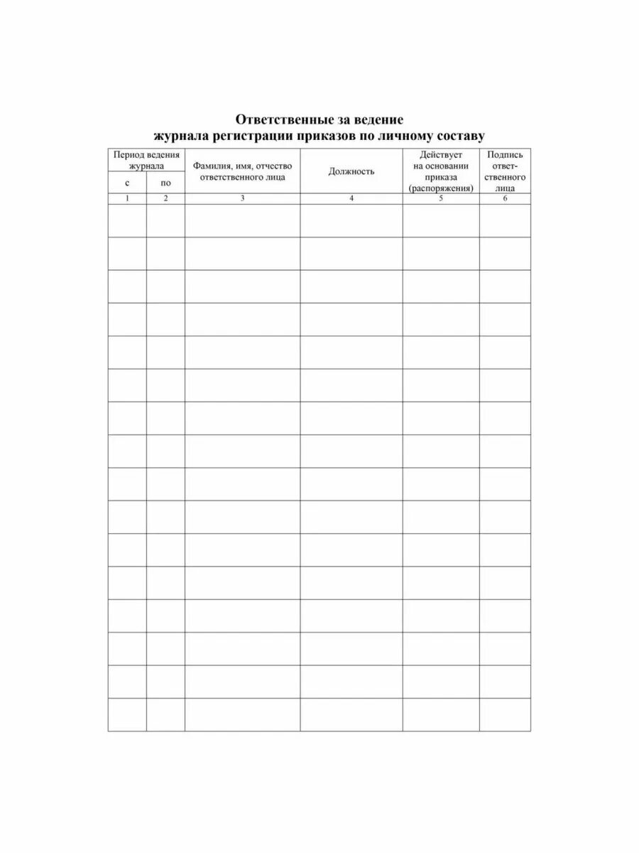 Журнал регистрации приказов по личному составу А4