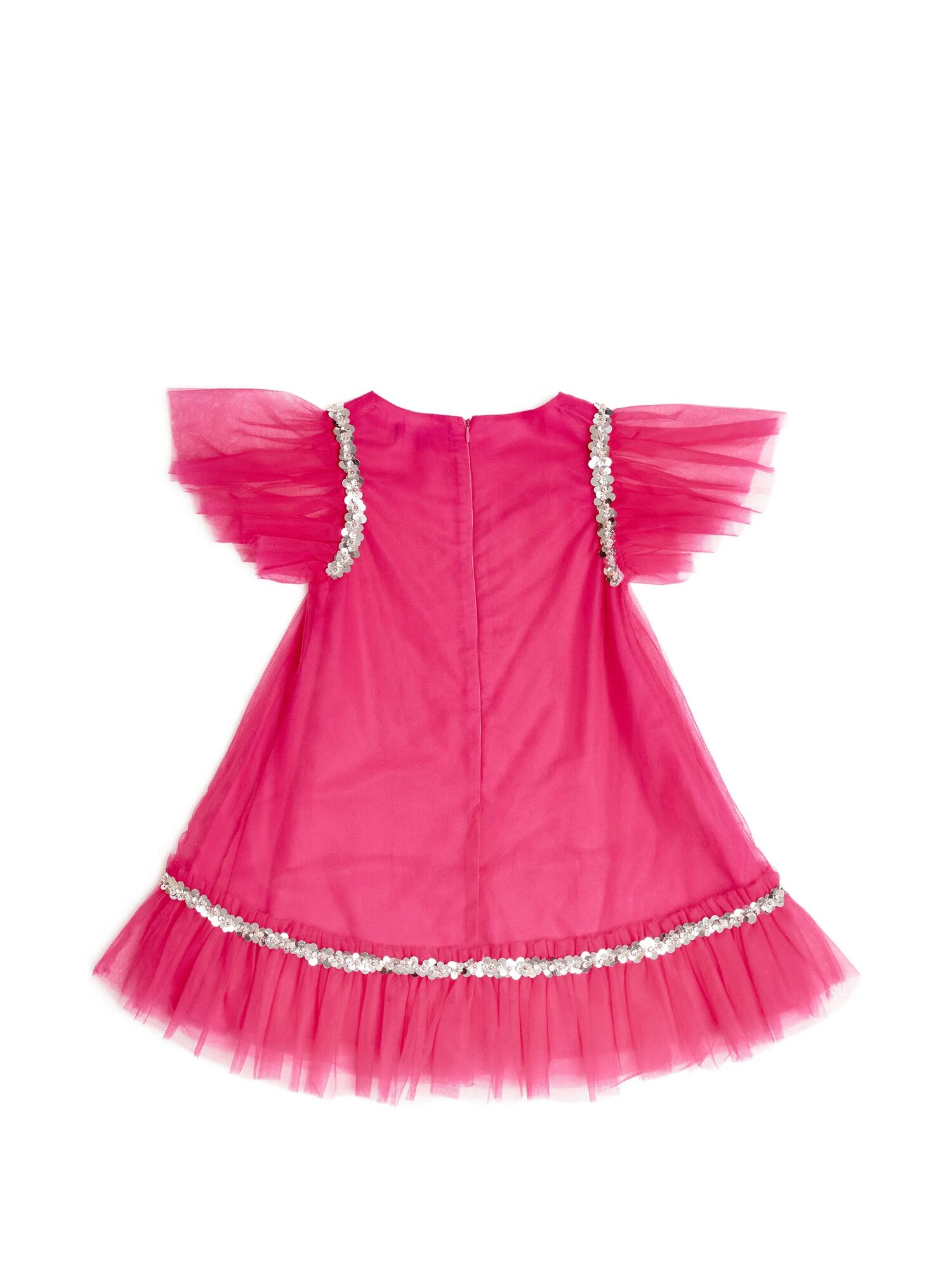 Платье BCBGMaxAzria Ruffled sequin-embellished dress, размер 6 лет, розовый — фото 1