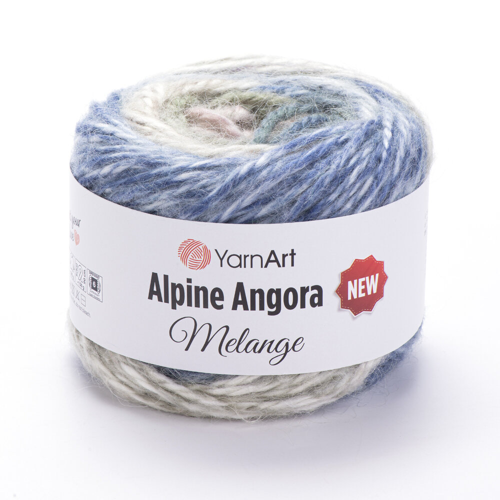 Пряжа для вязания YarnArt Alpine Angora Melange New 6408 серо-голубой 150 гр/150 м 20% шерсть, 80% акрил