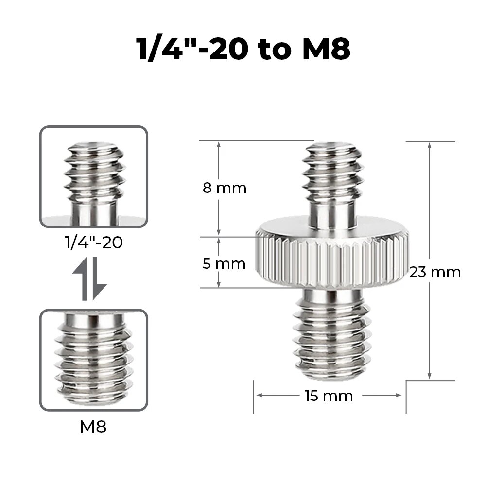 HDRIG переходник для штатива 1/4"-20 на 1/4", 3/8", 5/8", M8, M12 1pc 1.4 to M8