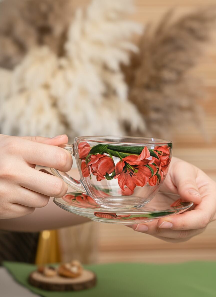 Чайная пара 200 мл Тюльпаны чашка с блюдцем в подарочной упаковке