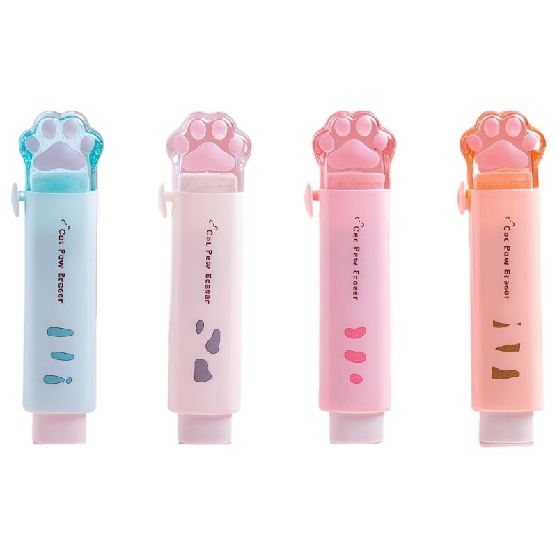 4шт Котенок Коготь Двухтактный Ластик Раздвижные Резиновые Ластики Выдвижные Ластики Для Карандашей Легкое Стирание Студенческих Школьных Принадлежностей