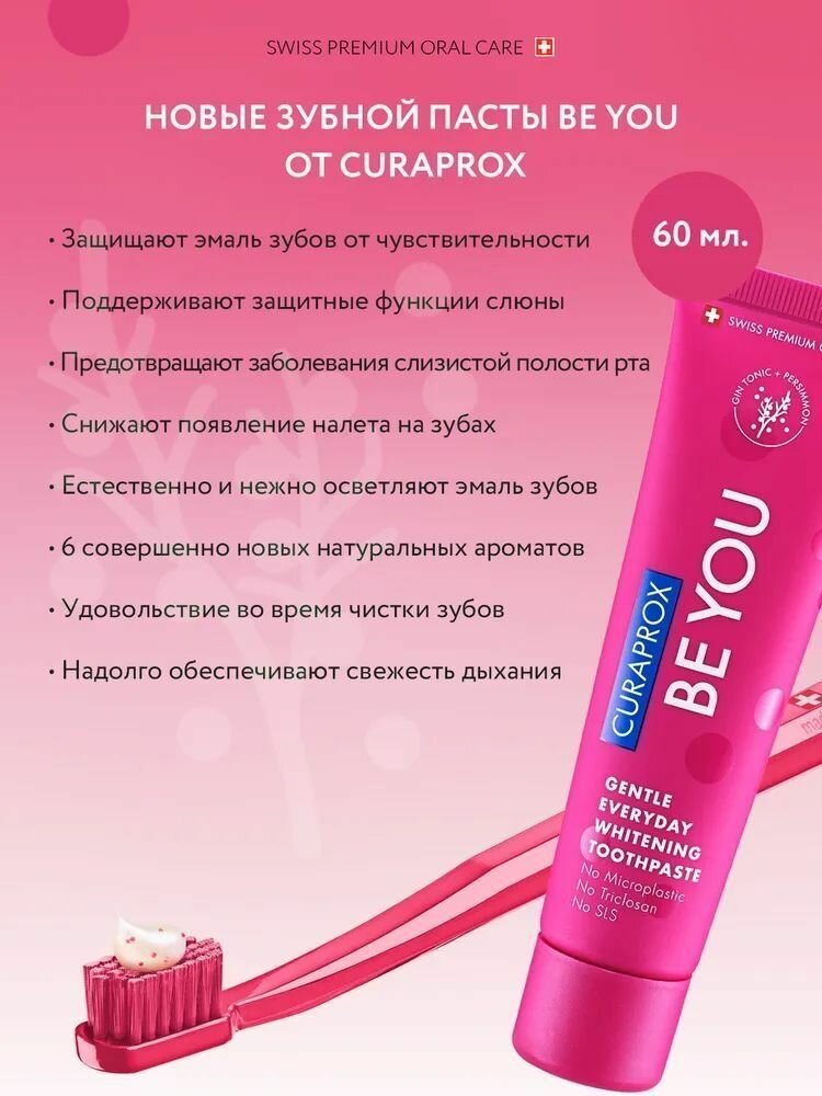 Зубная паста с фторидом CURAPROX 950 ppm и ксилитом со вкусом можжевельника хурмы, для взрослых детей старше 3 лет. эффектом осветления эмали, чувствительных зубов 60 мл
