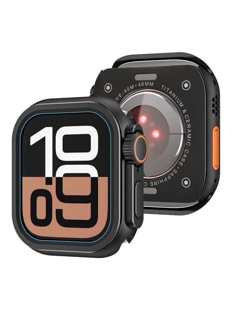 Подходит для Apple Watch S11 10 9 8 7 6 5 5 SE Ультра металлический защитный корпус 44 мм 45 мм 46 мм 49 мм