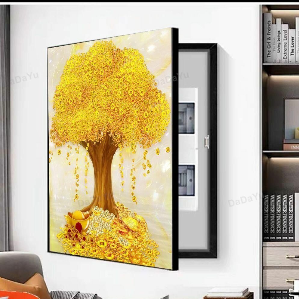 Декоративная крышка для электросчетчика 30x40 см: боковое открывание, абстрактный дизайн, влагостойкий материал