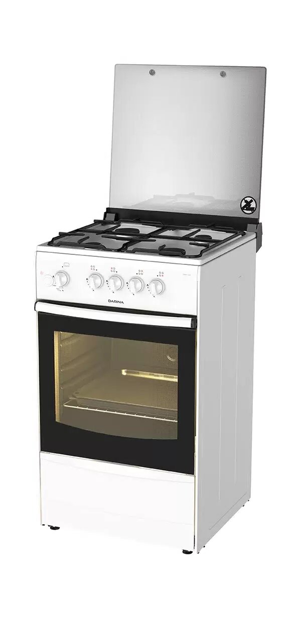 Плита DARINA 1A GM341 005 W, белая, с газовой варочной поверхностью, эмалированная, ширина 50 см