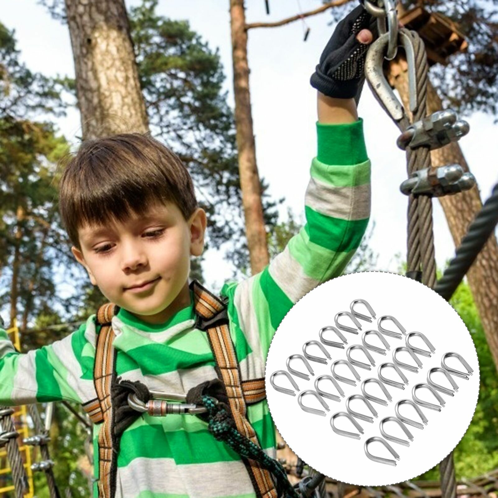 Клеммы кольца куриное сердце из стали 304 для троса, полированные, 24 шт