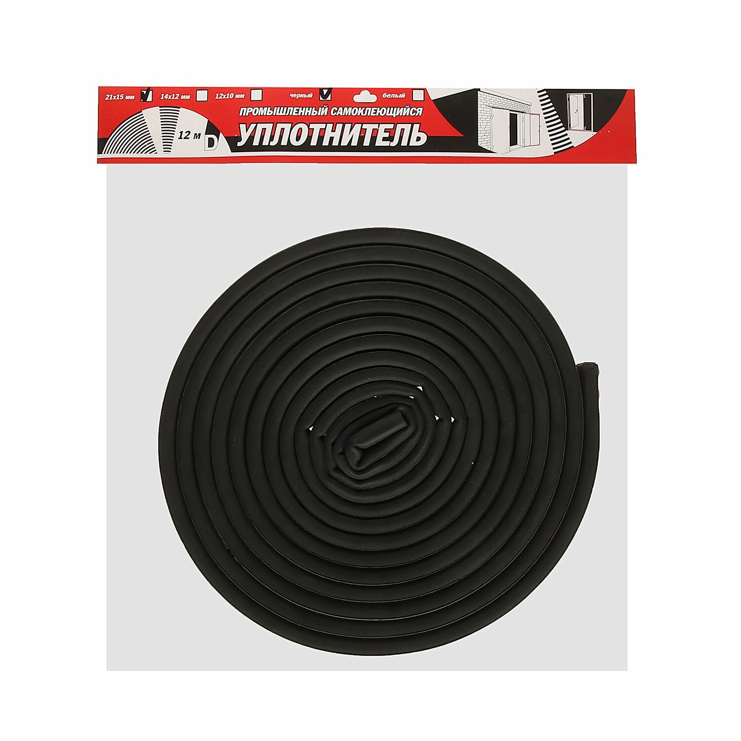 Уплотнитель Tytan промышленный или гаражный, размер 21х15 мм, длина 12 м, черный цвет