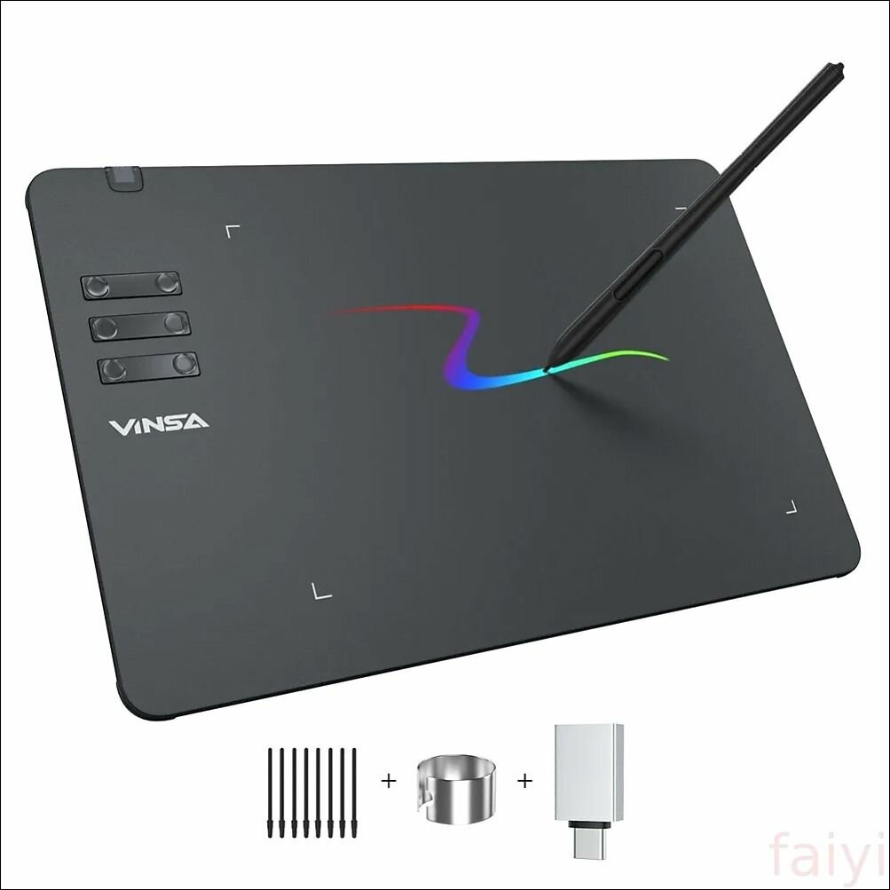 Графический планшет 8192 уровня графический планшет для рисования 170*107mm доска для рисования с перчатка для компьютера , пк , телефона, ноутбука, Поддержка Android Mac Windows, формат A4, черный