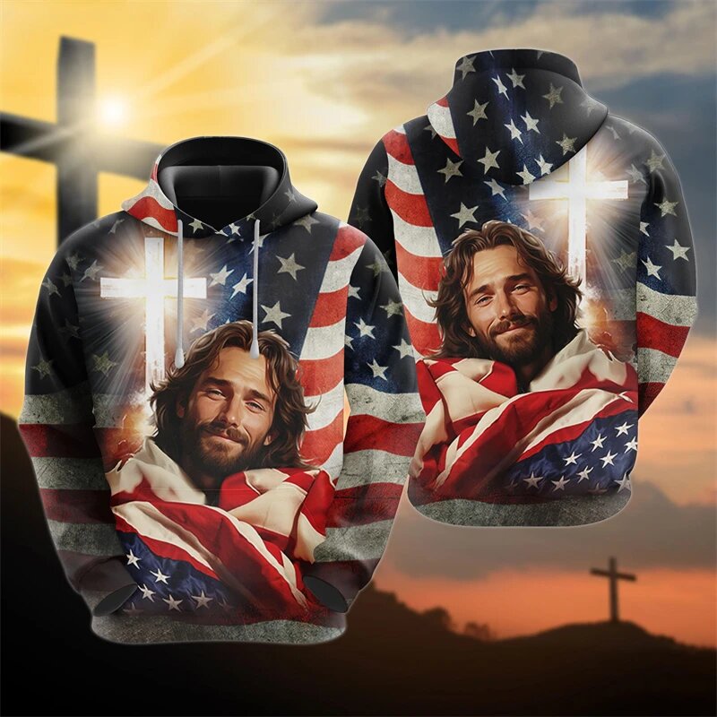 Христианские толстовки с 3D принтом Иисуса для мужчин, одежда, пасхальные подарки, спортивный костюм, пуловеры с изображением животных и льва, толстовки с крестом и графикой, топы Y2k