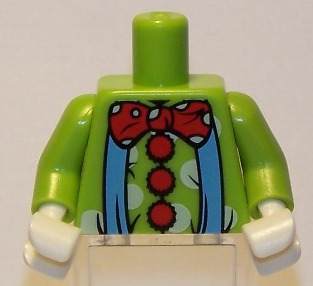 Torso Blue Suspenders and Red Polka Dot Bow Tie and Buttons Pattern (Clown) / Lime Arms / White Hands, 973pb0660c01 Lime U