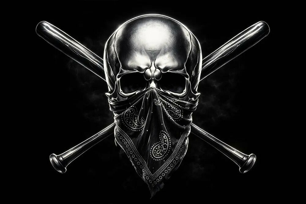 Флаг " Пиратский череп", двусторонний, большой размер 90х140 см, полиэстер, Уличный