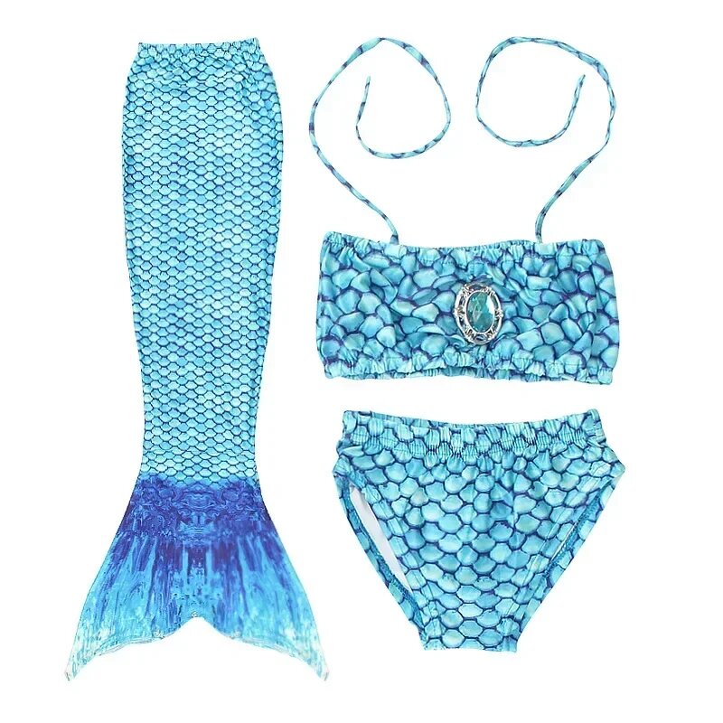 Детский костюм русалки, синий, 150, 3PCS Set 2