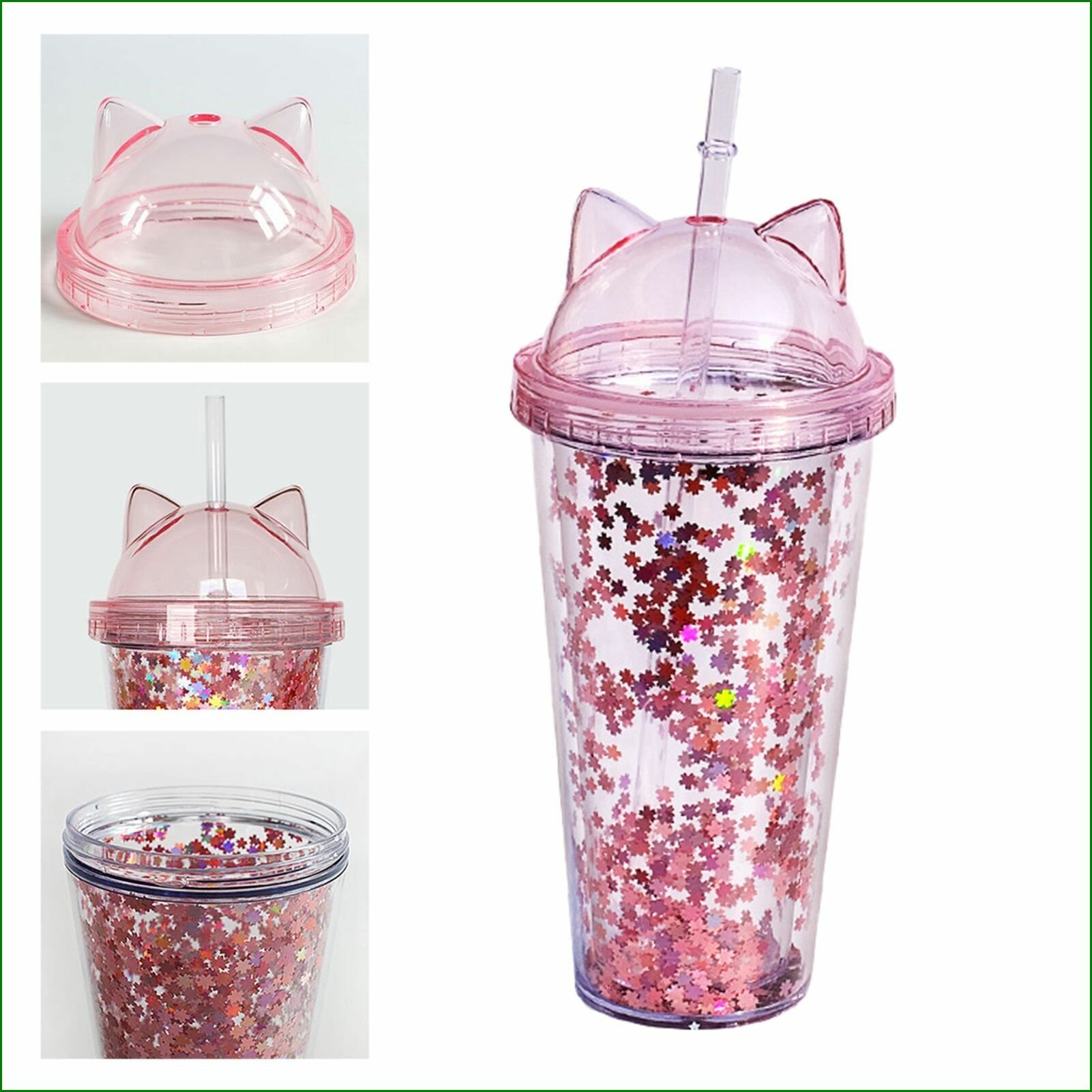 Яркая термостойкая кружка с блестками и соломинкой, бестселлер для дома из PS пластика на 420 мл