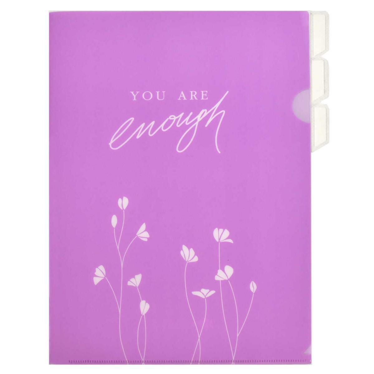 Папка-разделитель А4 пластиковая "Нежный фиолетовый" для документов, 4 секции, полипропилен, 22х31см, фиолетовый принт