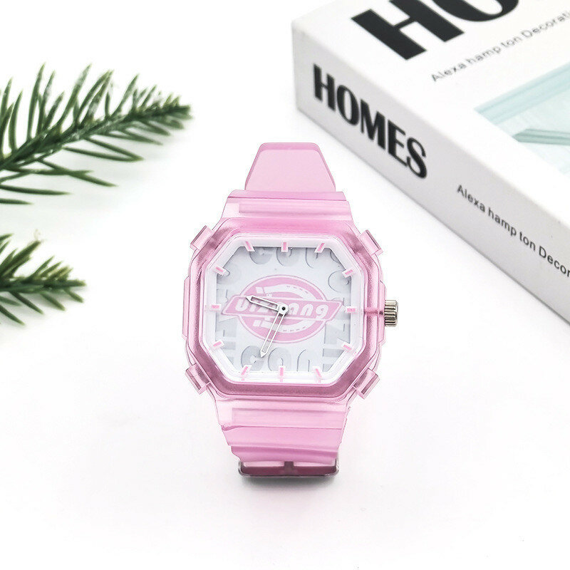 Fesh style цифровые кварцевые часы с круглым циферблатом и пластиковым корпусом для повседневных прогулок розовый