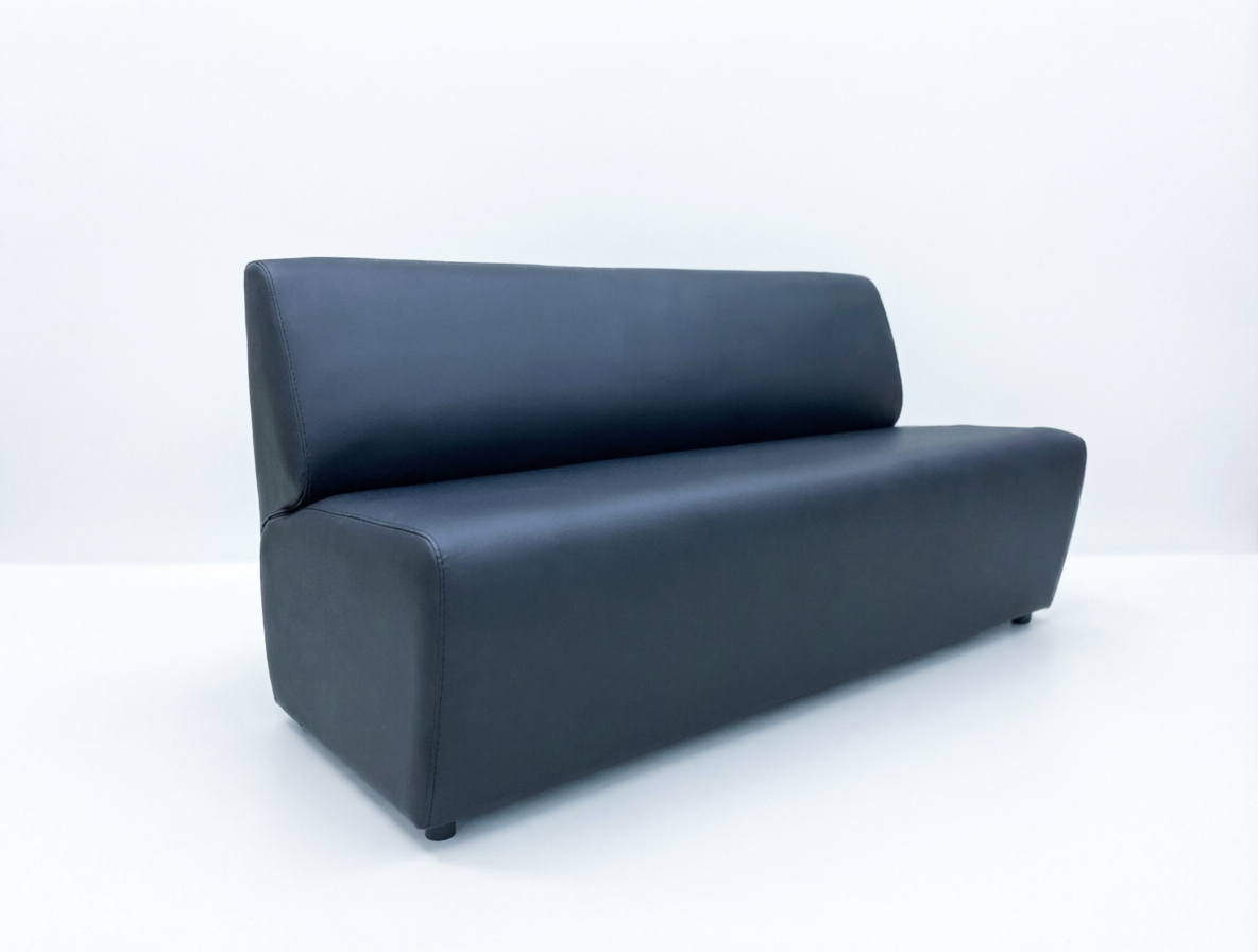 (ito-d3bp-bl) Диван офисный Итон без подлокотников размер: 160 х 68 см, искусственная кожа, цвет черный Ecotex 3001