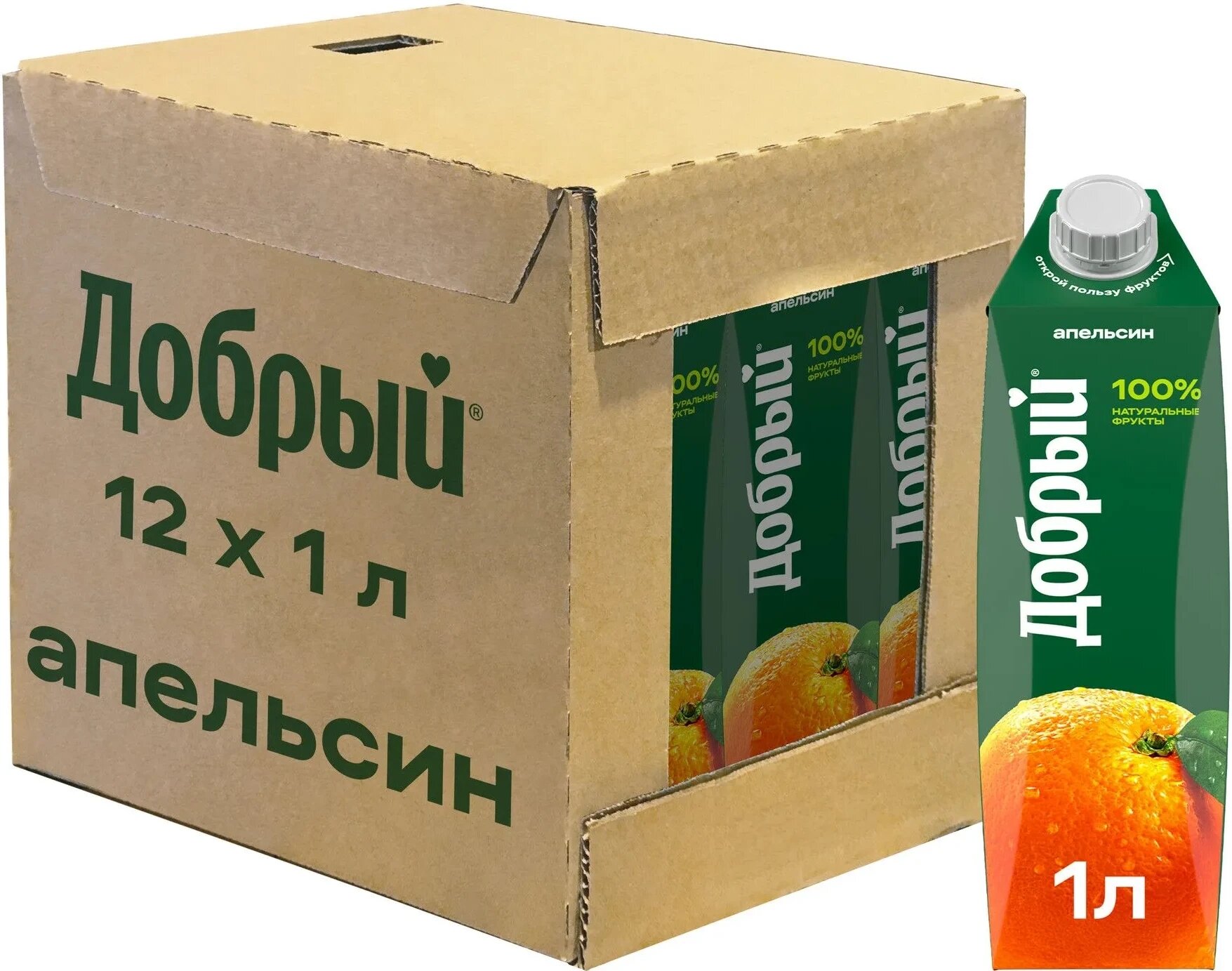 Добрый 1л. Апельсин (нектар)/12шт. Добрый Соки и Нектары Россия