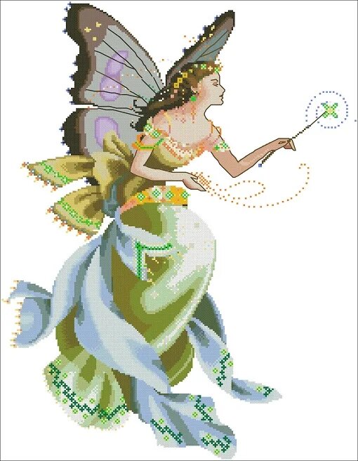 Набор для вышивки крестиком md fairy серия md-63 Бирюзовый, прозрачный, 14CT metallic aida
