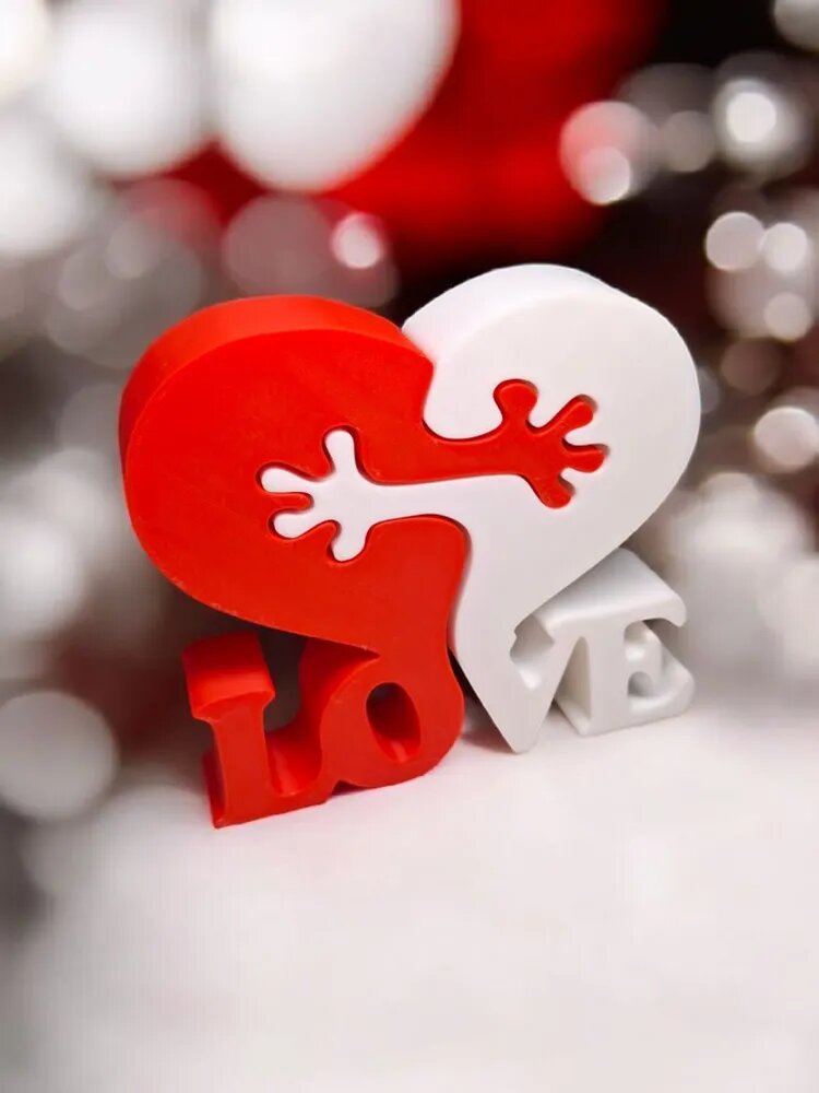 Фигурка интерьерная сердце из двух половинок "LOVE"/декор для влюблённых на 14 февраля