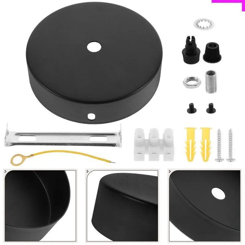 Световые крышки для люстры, светодиодные потолочные пластины, детали купола, поднос для ламп, осветительные аксессуары, набор оснований для дисков 1 (черный) 10x10x2.4 см железо