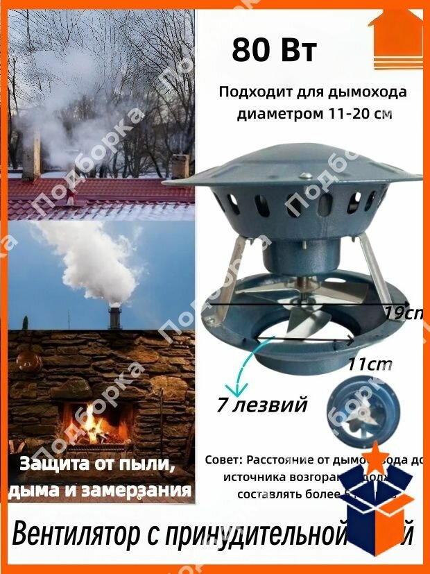 Бытовой вытяжной вентилятор с индуцированной вытяжкой из дымохода, дымососная машина