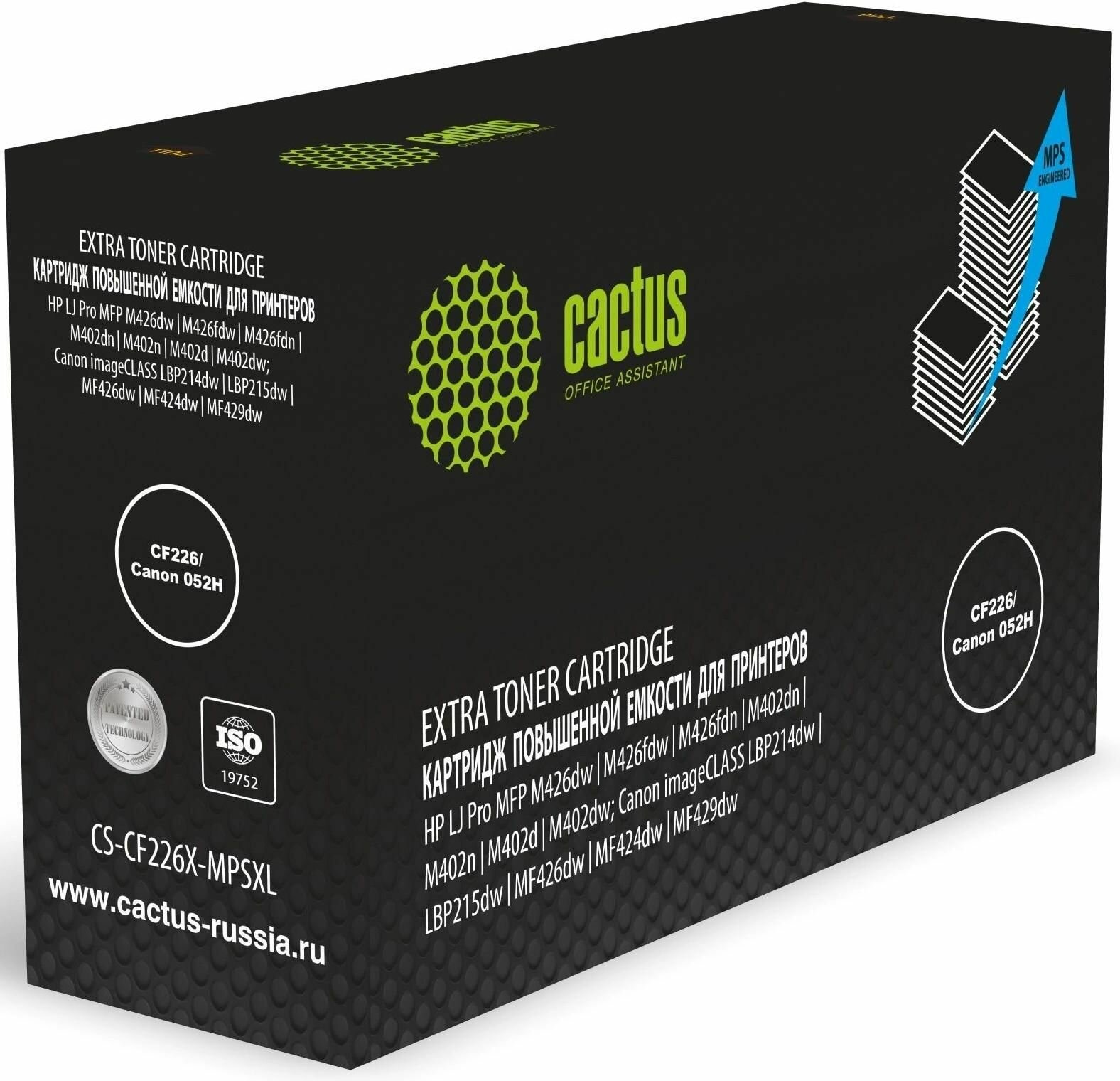 Картридж лазерный CACTUS CF226 Canon 052H черный, 20000 страниц, для HP LJ Pro MFP M426dw M426fdw M426fdn M402dn M402n M402d M402dw; Canon imageCLASS LBP214dw LBP215dw MF426dw (CS-CF226X-MPSXL)
